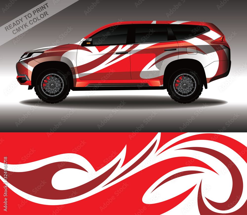 Car wrap decal design vector, custom livery race rally car vehicle ...