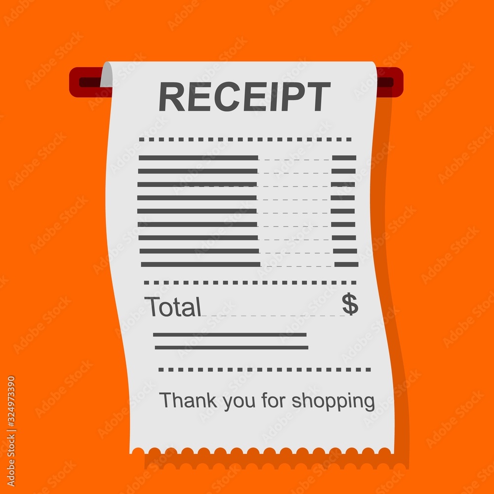 The concept of receiving a check about payment. Receipt icon, paper ...