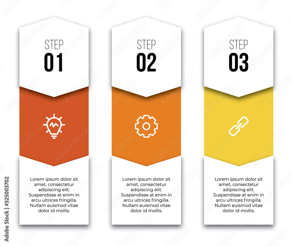 3 points or steps layout design with icons for infographic, brochure ...