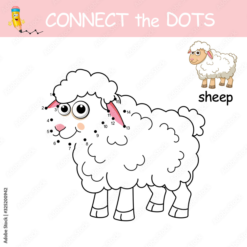 Stock-Vektorgrafik „Connect the dots by numbers to draw Sheep. Dot to ...