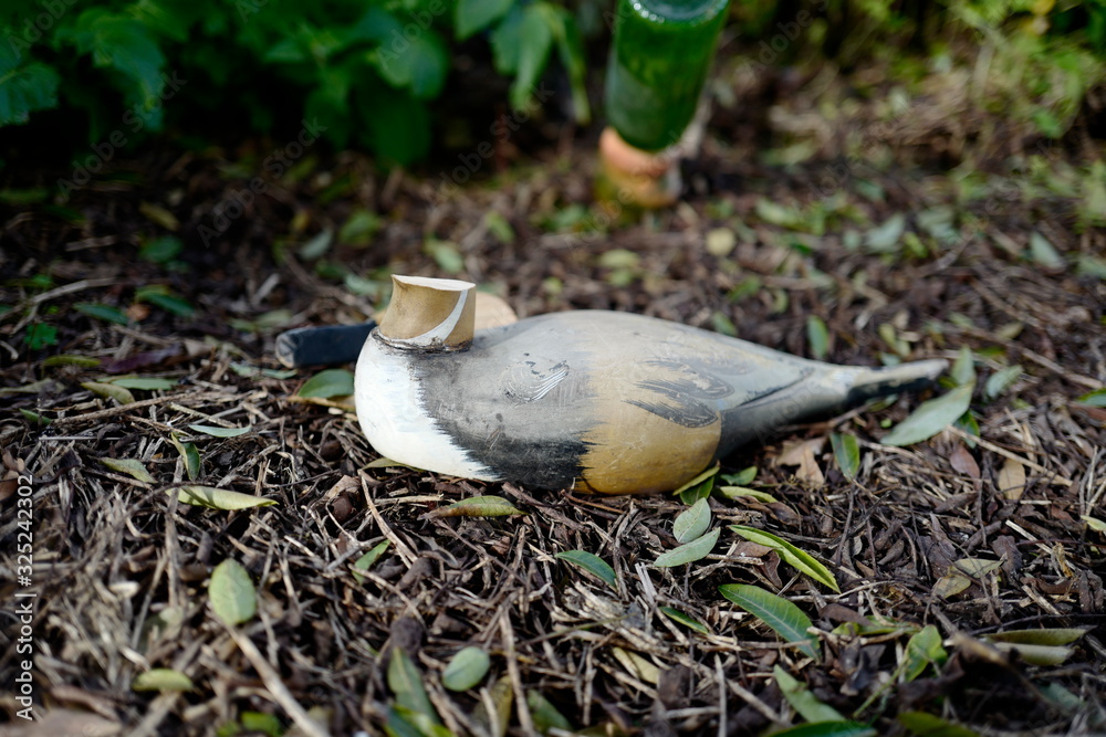 Headless duck statue in garden area outdoors Stock Photo | Adobe Stock