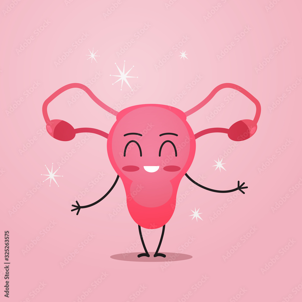 funny mascot organ character female reproductive system uterus cervix ...