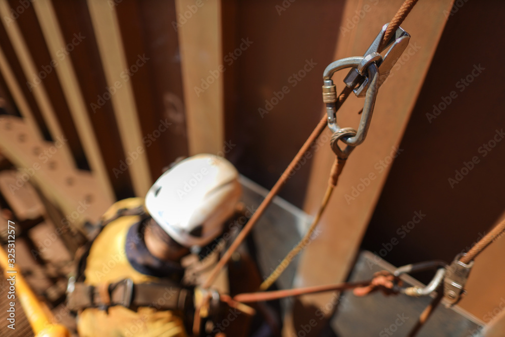 Safe work practices rope access industrial maintenance welder clipping ...