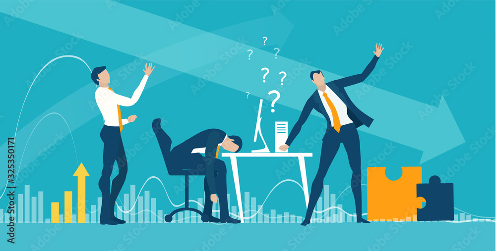 Businessman getting over stressed in the office, exhausted, tired ...