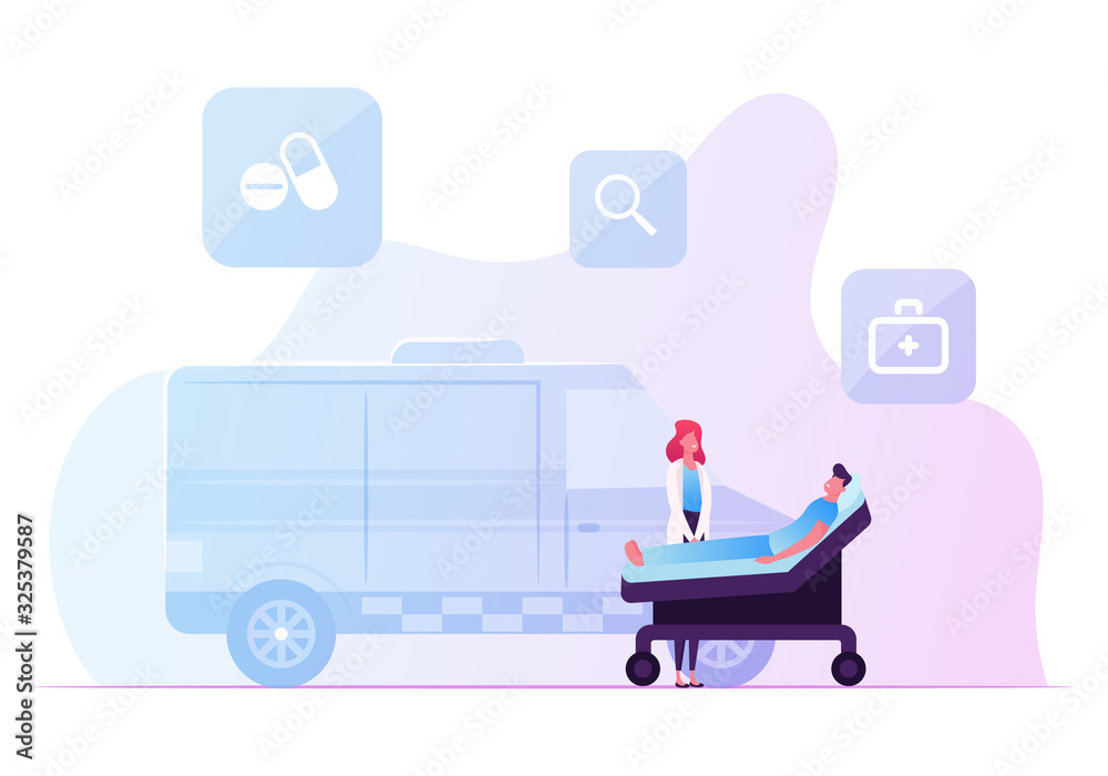 Ambulance Medical Staff Service Occupation. Medic Transporting Man ...