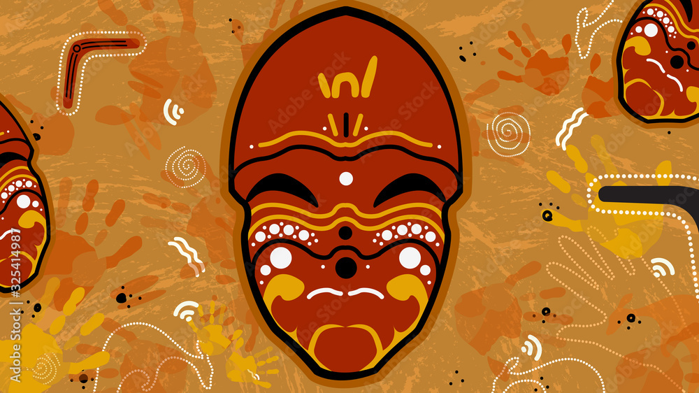 Aboriginal mask. Aboriginal art vector painting Stock Vector | Adobe Stock
