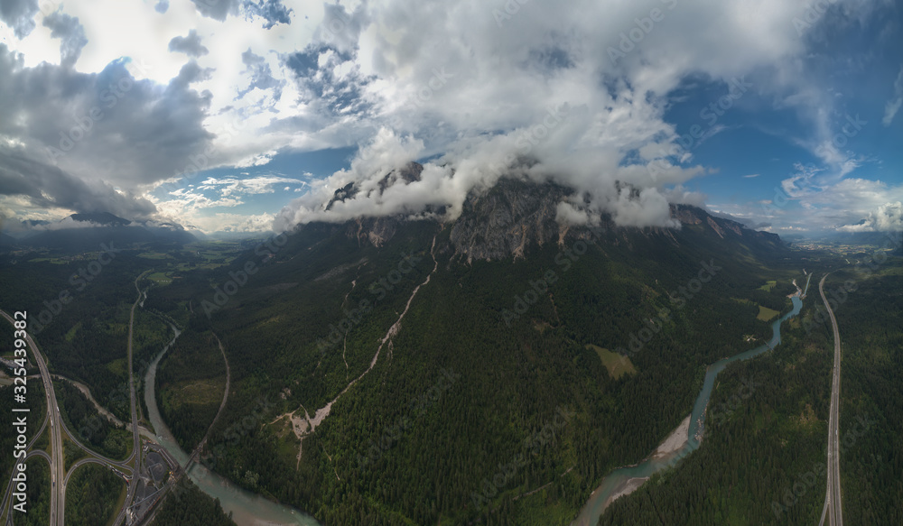 Foto de Stock Gail Valley with Arnoldstein and Sud Autobahn. Beautiful ...