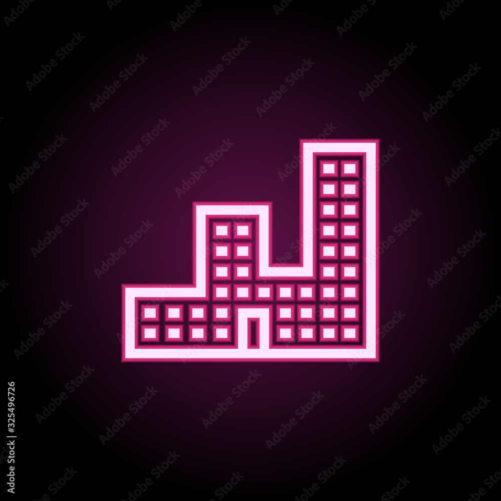 Building neon icon. Simple thin line, outline vector of building icons for ui and ux, website or ...