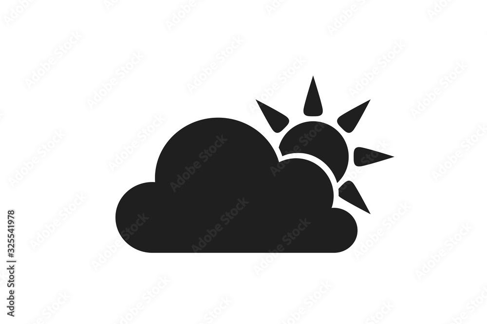 sun cloud icon. sunny with clouds symbol in simple flat design. weather ...