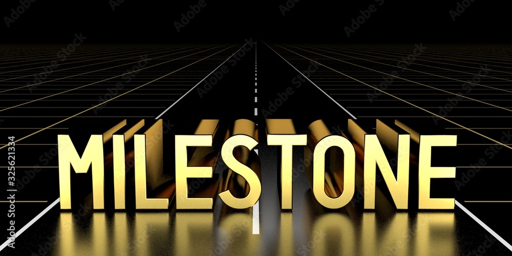 Milestone concept, road - 3D rendering Stock Illustration | Adobe Stock
