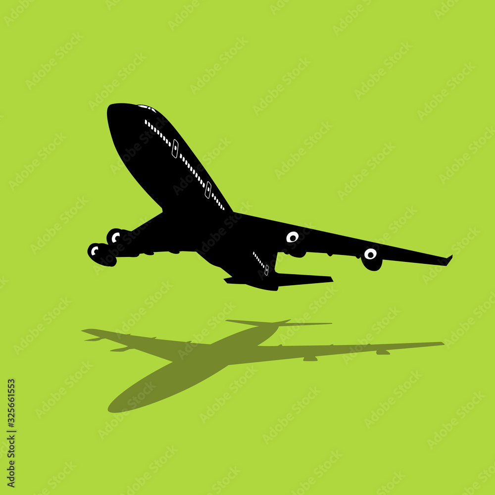 Jumbo jet silhouette with details Stock Vector | Adobe Stock