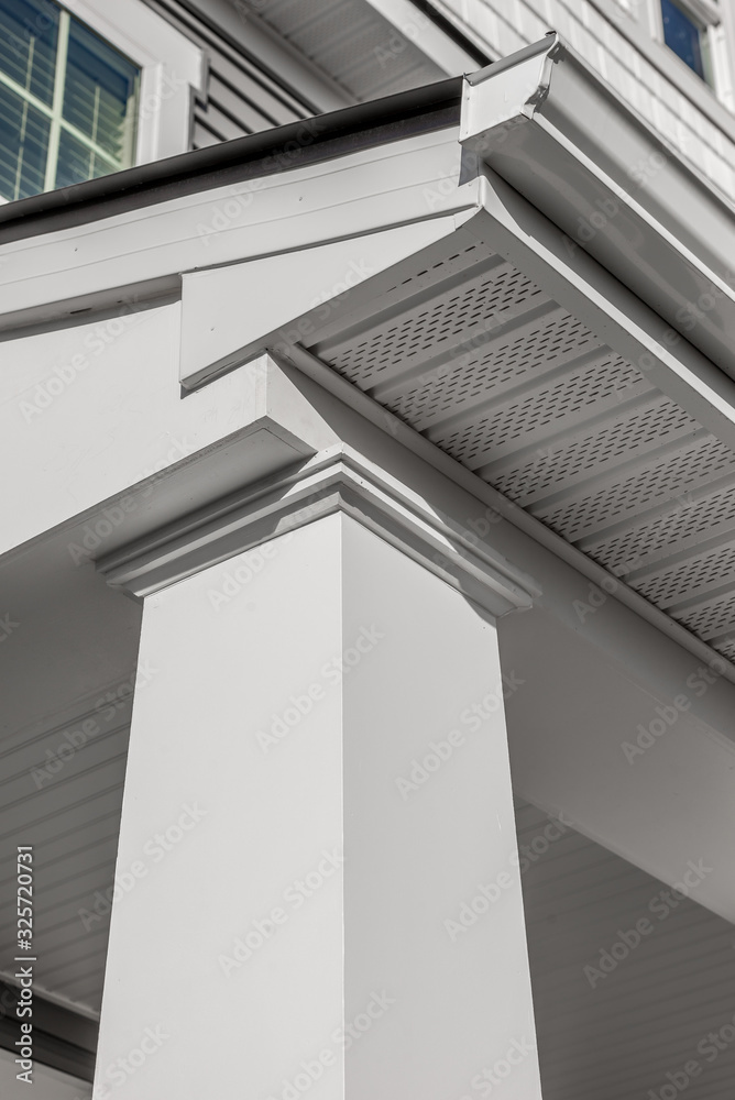 Foto de Stock Colonial white custom porch columns with wood looking ...