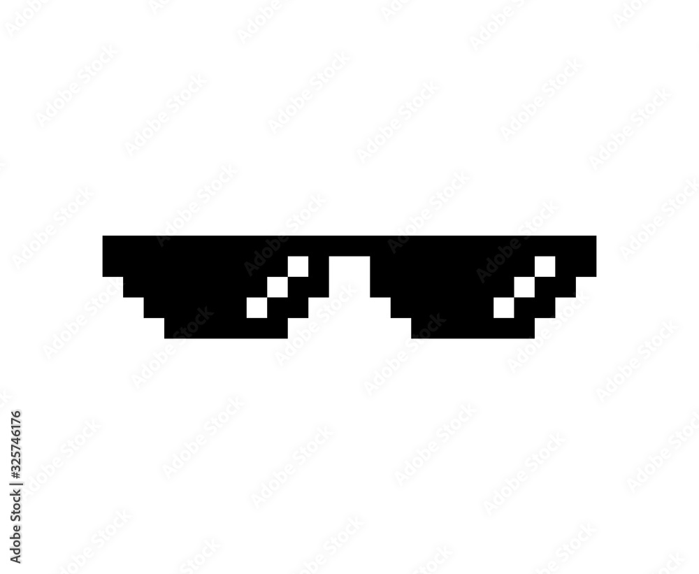 Pixel art black sunglasses isolated on white background Stock Vector ...