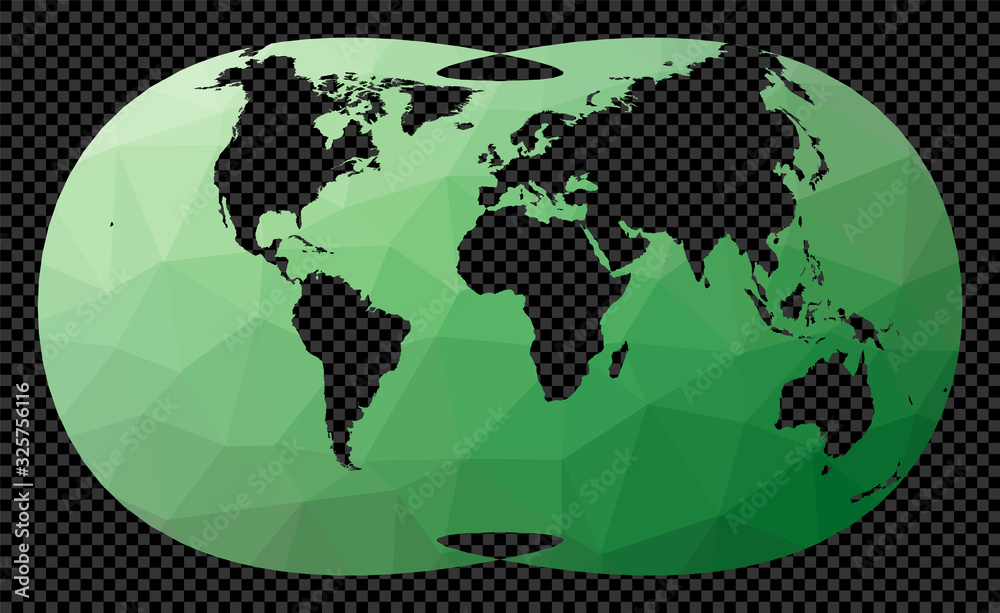 Geometric world map. Laskowski projection. Polygonal map of the world ...