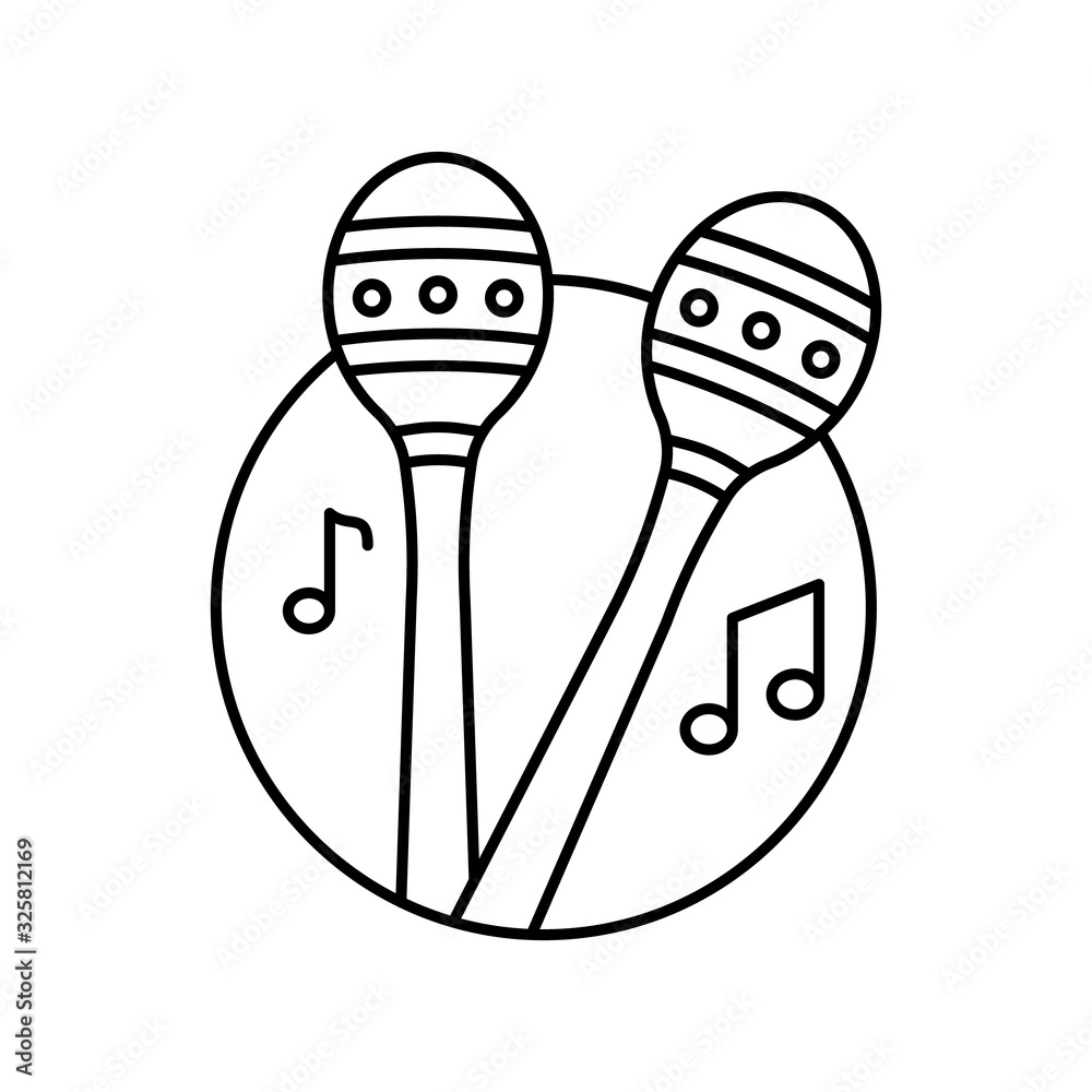 Maracas in circle icon. Simple line, outline vector elements of musical ...