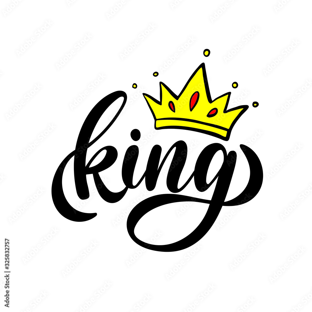 Vector lettering illustration with crown. Baby boy shower card. Newborn ...