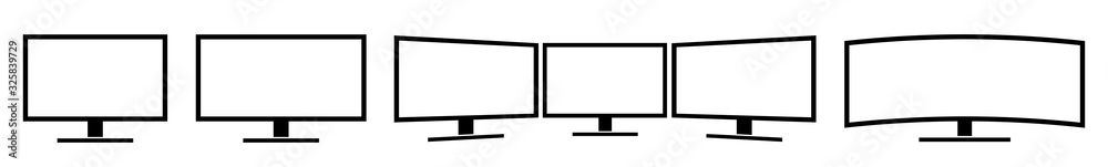 Screens Icon Black | Monitors Illustration | Headquarters Workstation ...