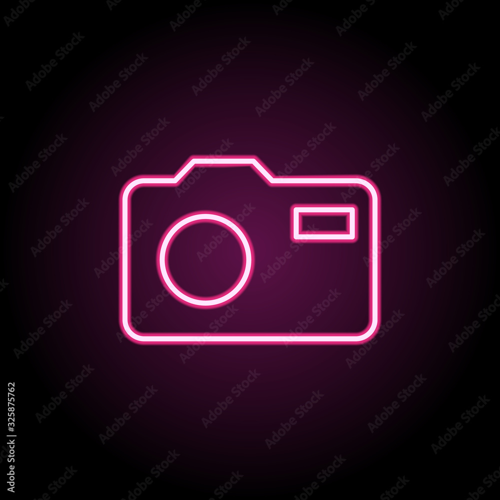 Camera neon icon. Simple thin line, outline vector of web icons for ui ... Camera neon icon. Simple thin line, outline vector of web icons for ui ...