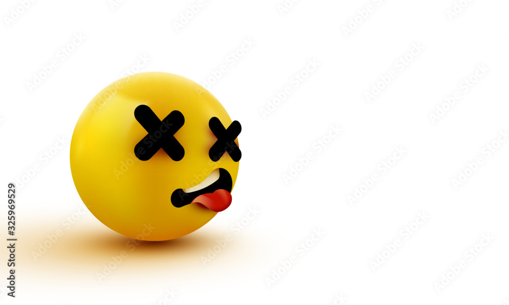 Dead face emoji. Cross eyes emoticon 3d rendering. Stock Vector | Adobe ...