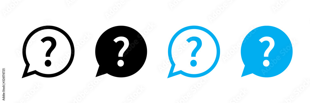 Question mark set of vector isolated icons. Help sign speech bubble ...