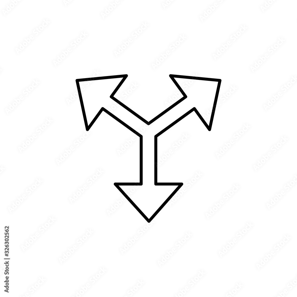 arrows in three direction icon. Simple outline vector of Arrow set ...