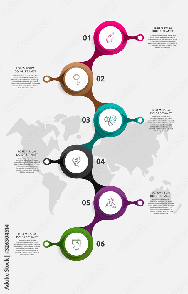 Vector template circle infographics. Business concept with 6 options ...