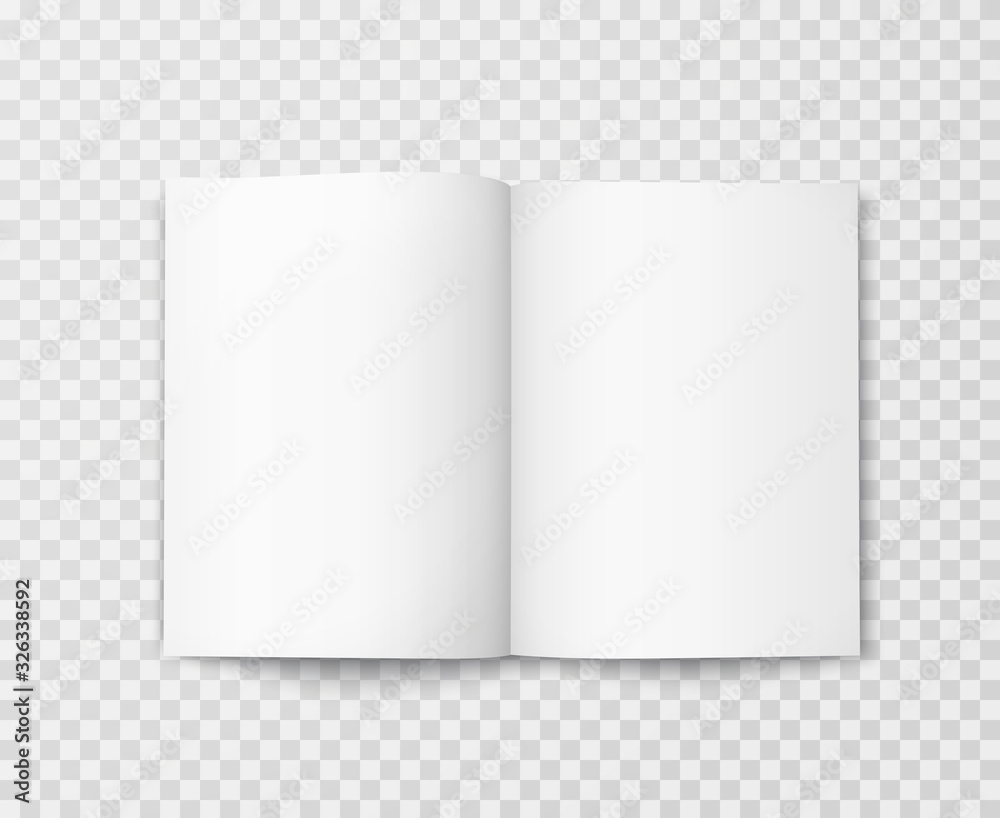 Open book mock up isolated on transparent background. Realistic blank ...
