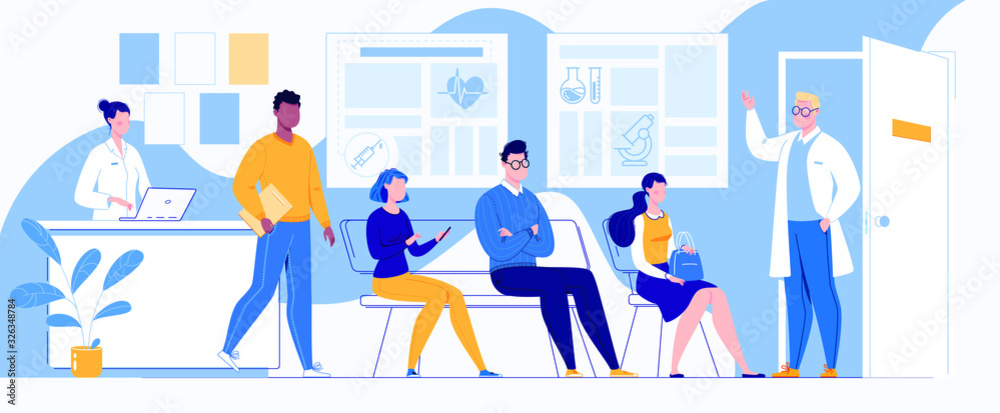 Modern clinic. Interior. Vector illustration in flat cartoon style ...