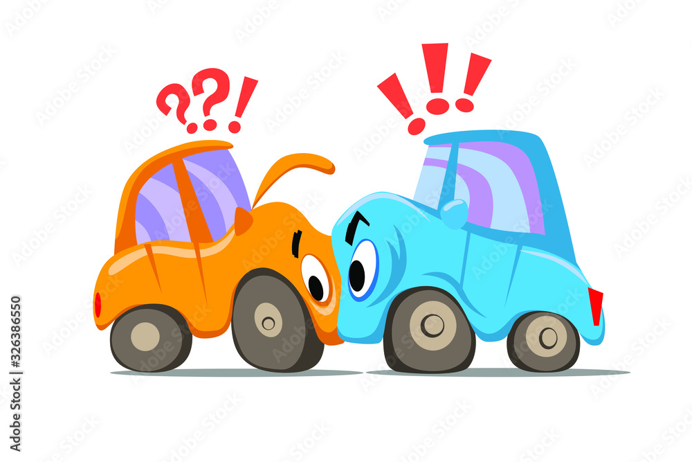 Car collision. Cartoon vector illustration. Stock Vector | Adobe Stock