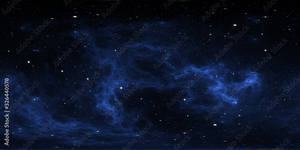 360 degree space background with nebula and stars, equirectangular ...