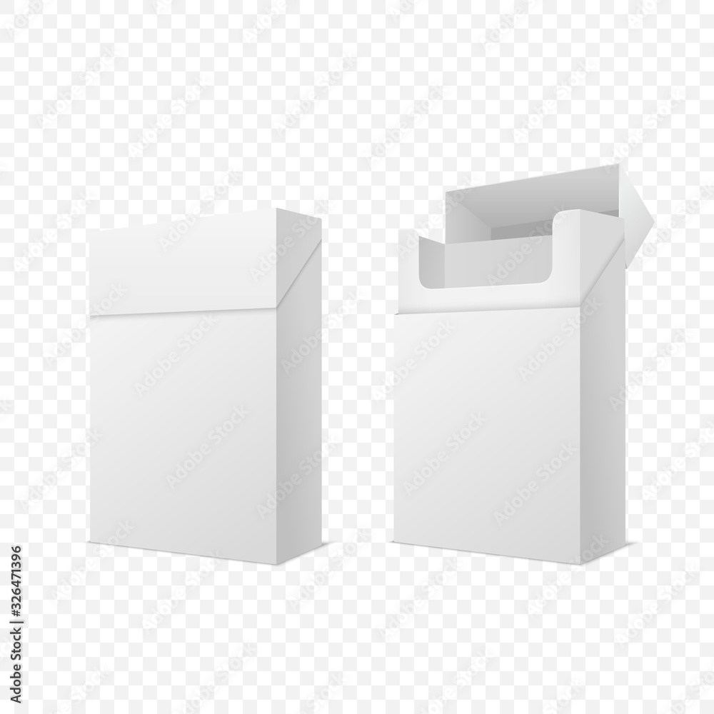 Vector 3d Realistic Closed and Opened Clear Blank Empty Cigarette Pack ...