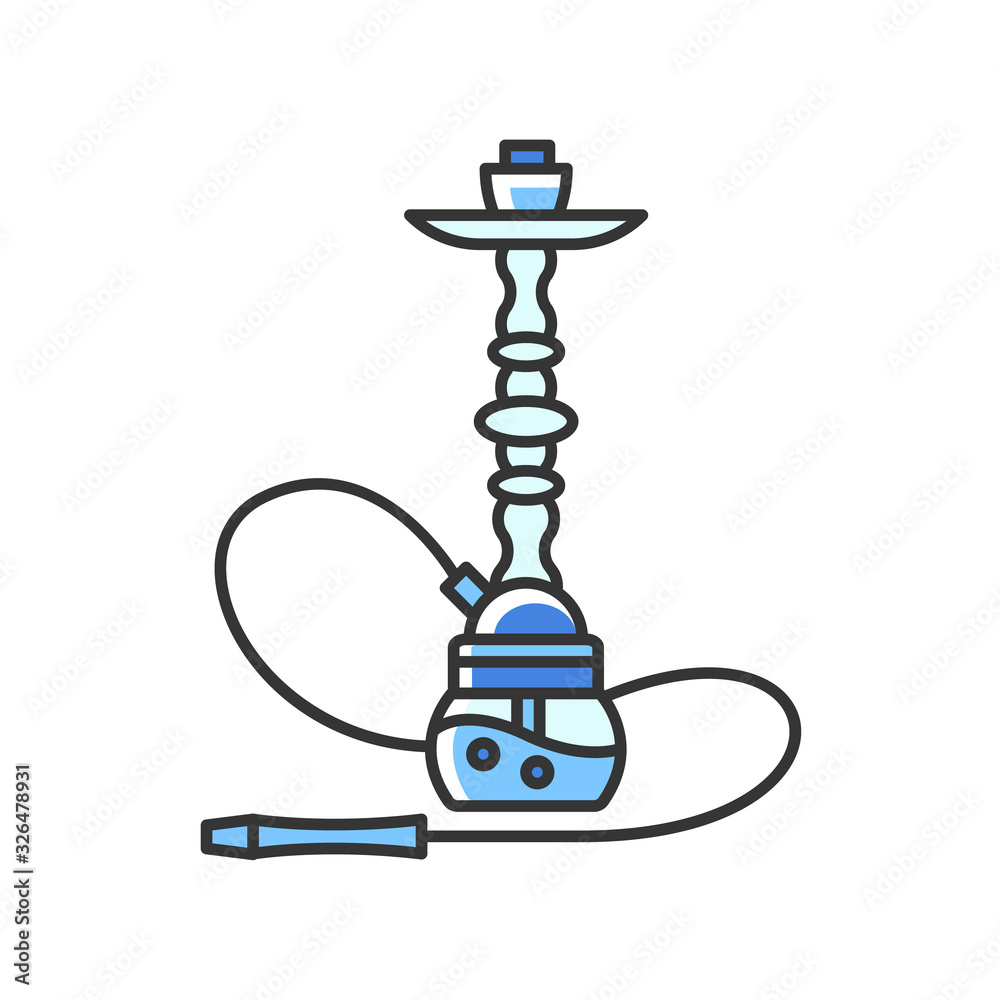เวกเตอร์ Stock Hookah RGB blue color icon. Sheesha house. Object to ...