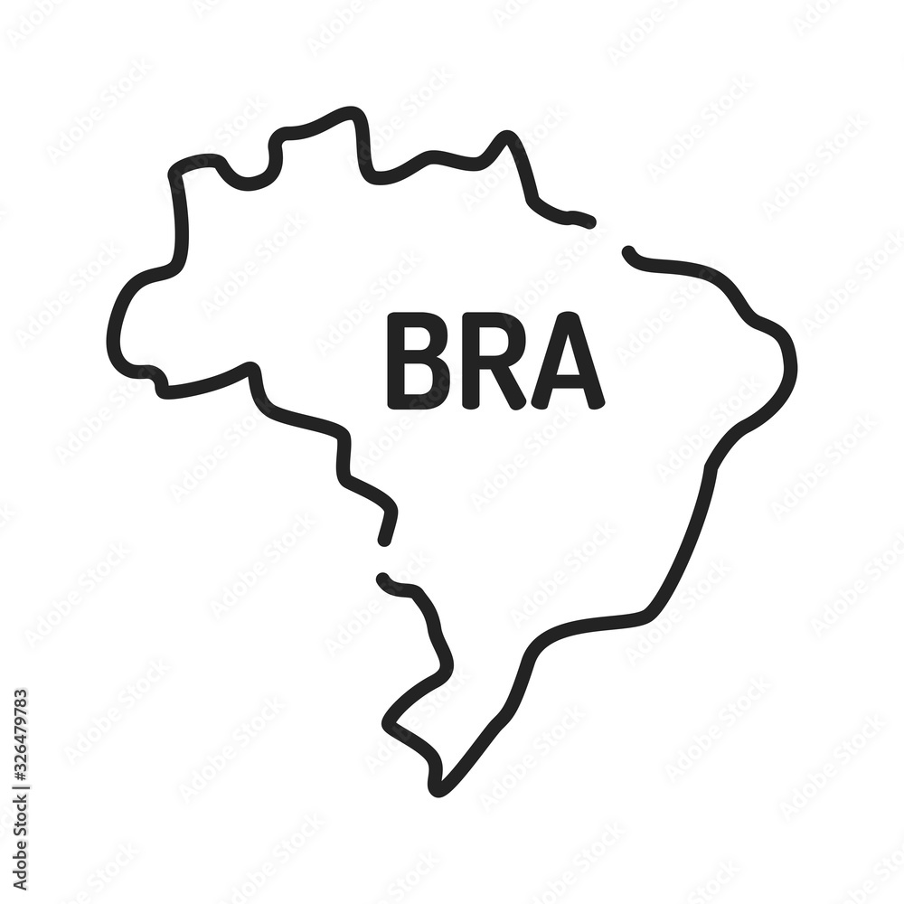 Brazil map black line icon. Border of the country. Pictogram for web ...