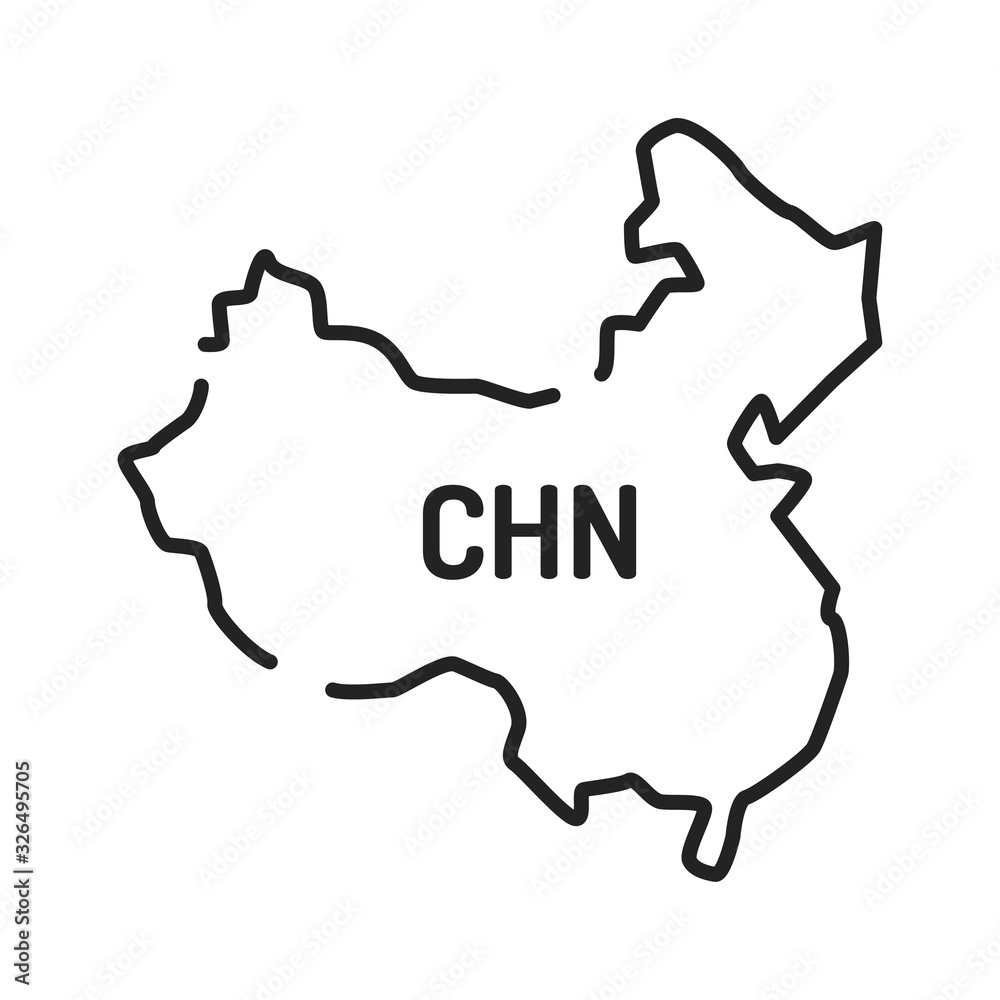 China map black line icon. Border of the country. Pictogram for web ...