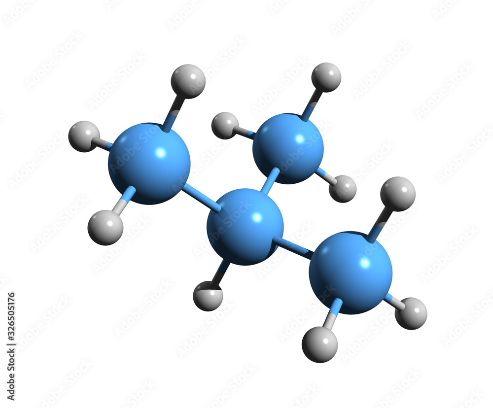 3D image of isobutane skeletal formula - molecular chemical structure ...