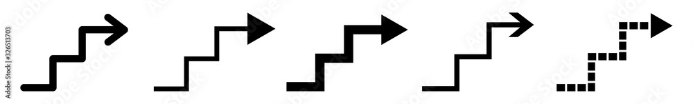Upstairs Arrow Icon Black | Staircase Illustration | Stairway Symbol ...