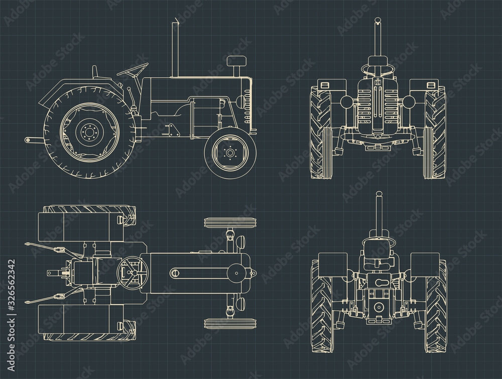 Tractor drawings Stock Vector | Adobe Stock