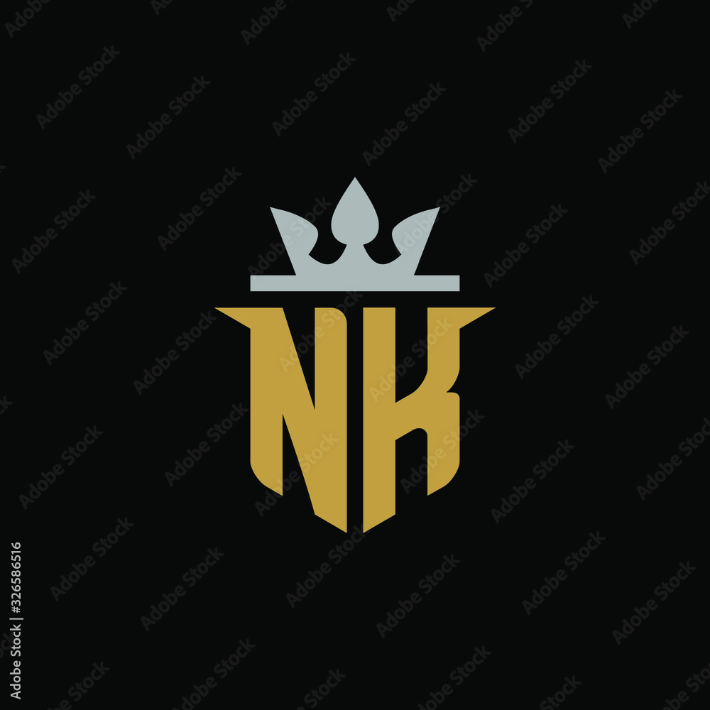 Initial Letter NK with Shield King Logo Design Stock Vector | Adobe Stock