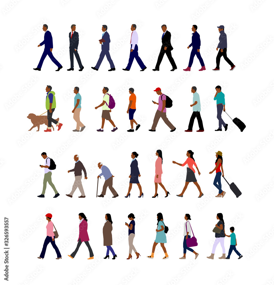 Walking person (male, female, business person) sihouette illustration ...