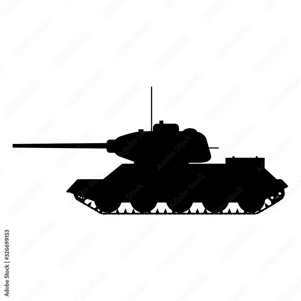 Silhouette tank Soviet World War 2 T34 medium tank icon Stock Vector ...