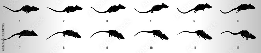 Image vectorielle Stock Mouse run cycle animation frames, loop animation sequence sprite sheet ...