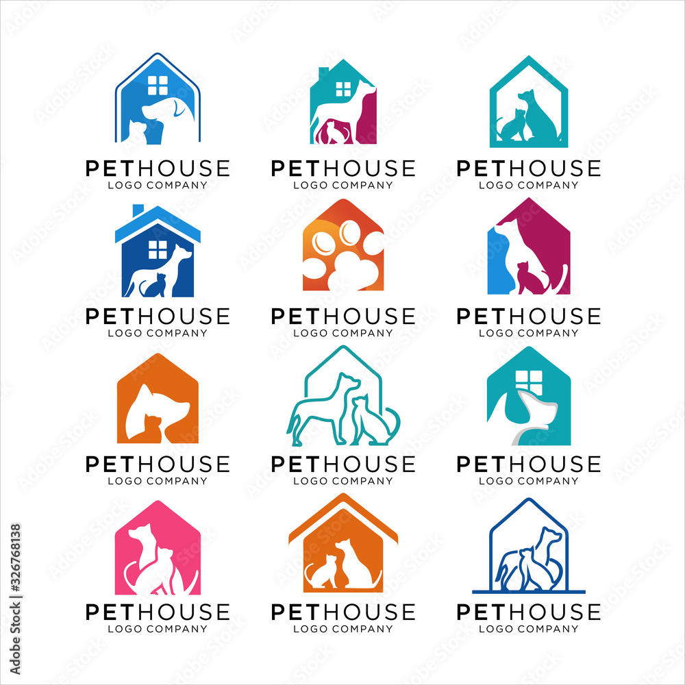 Logo collection set Pet house, Pet Shop Logo Template Design Vector ...