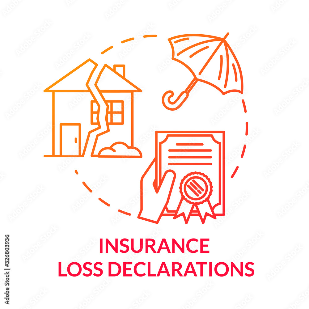 Insurance loss declaration red concept icon. Legal policy. Claim refund ...