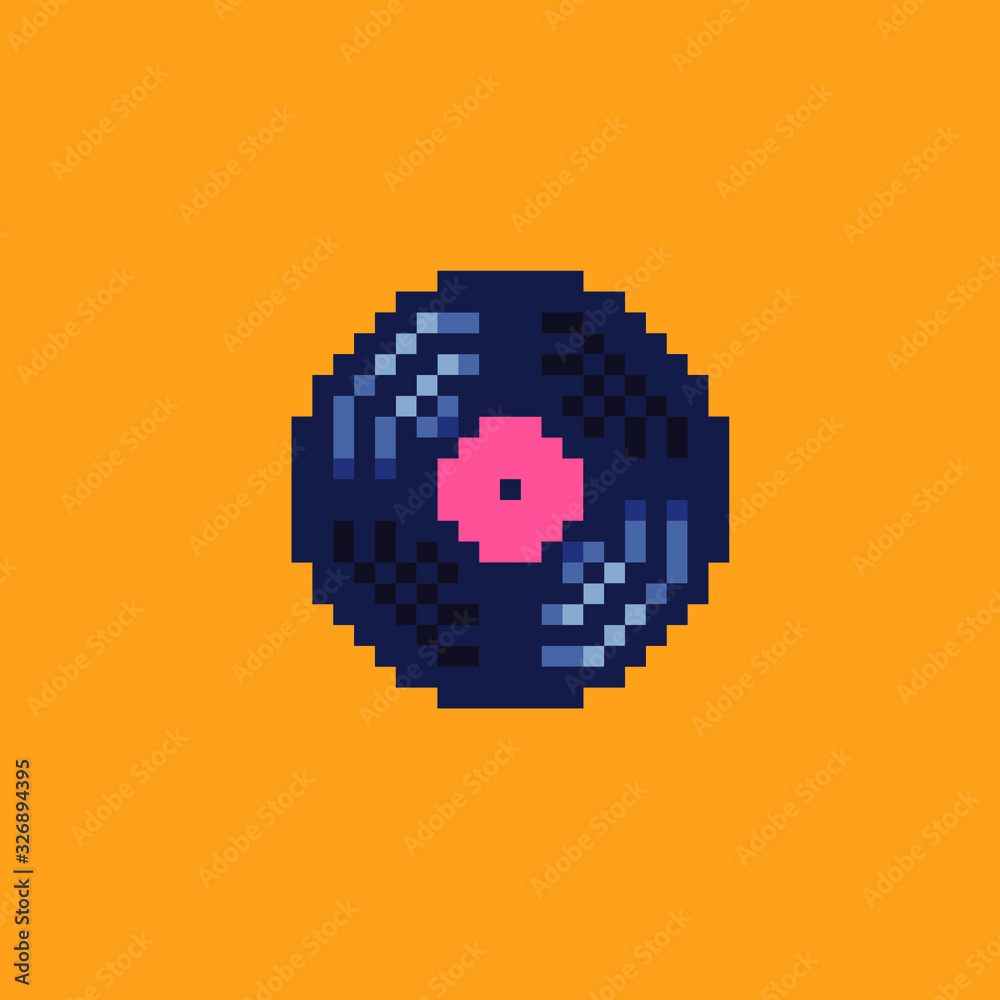 Vinyl record pixel art icon. Design for logo, stickers, web, and mobile ...