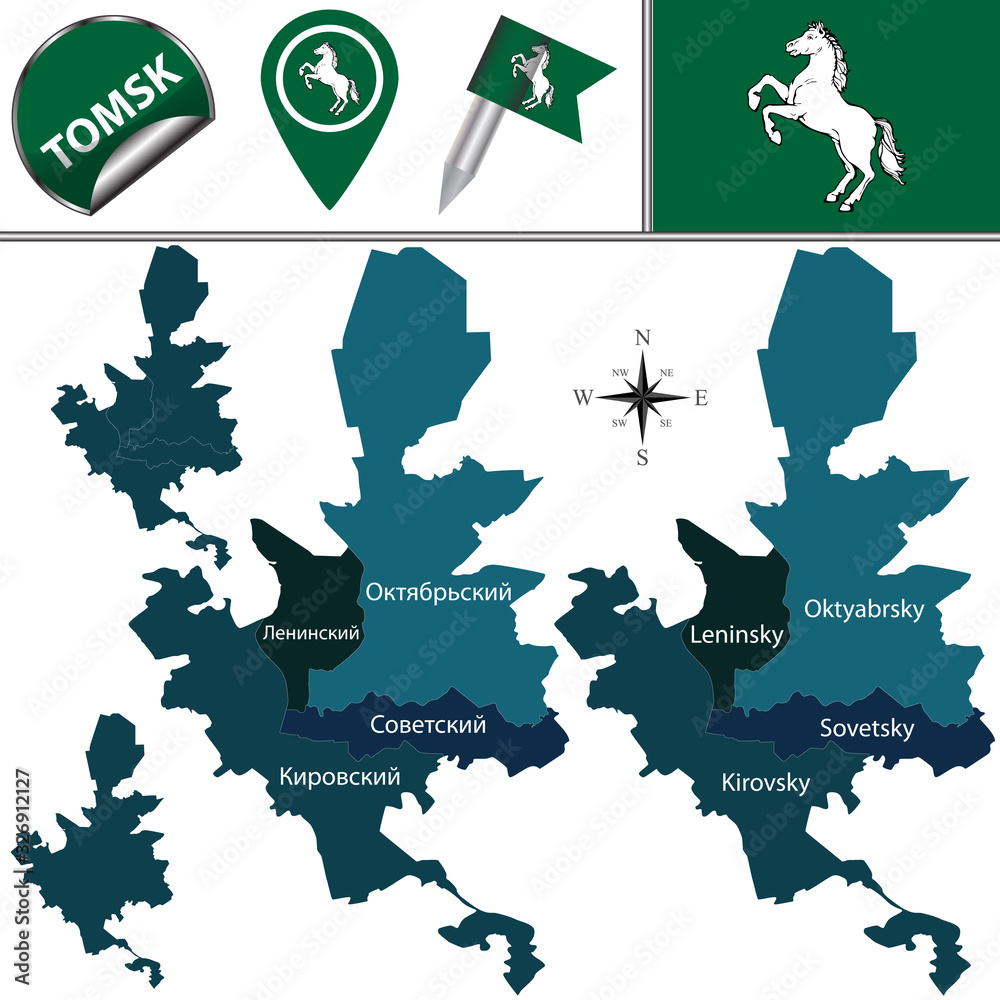 Map of Tomsk, Russia Stock Vector | Adobe Stock
