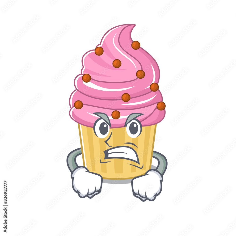Strawberry cupcake cartoon character style having angry face Stock ...
