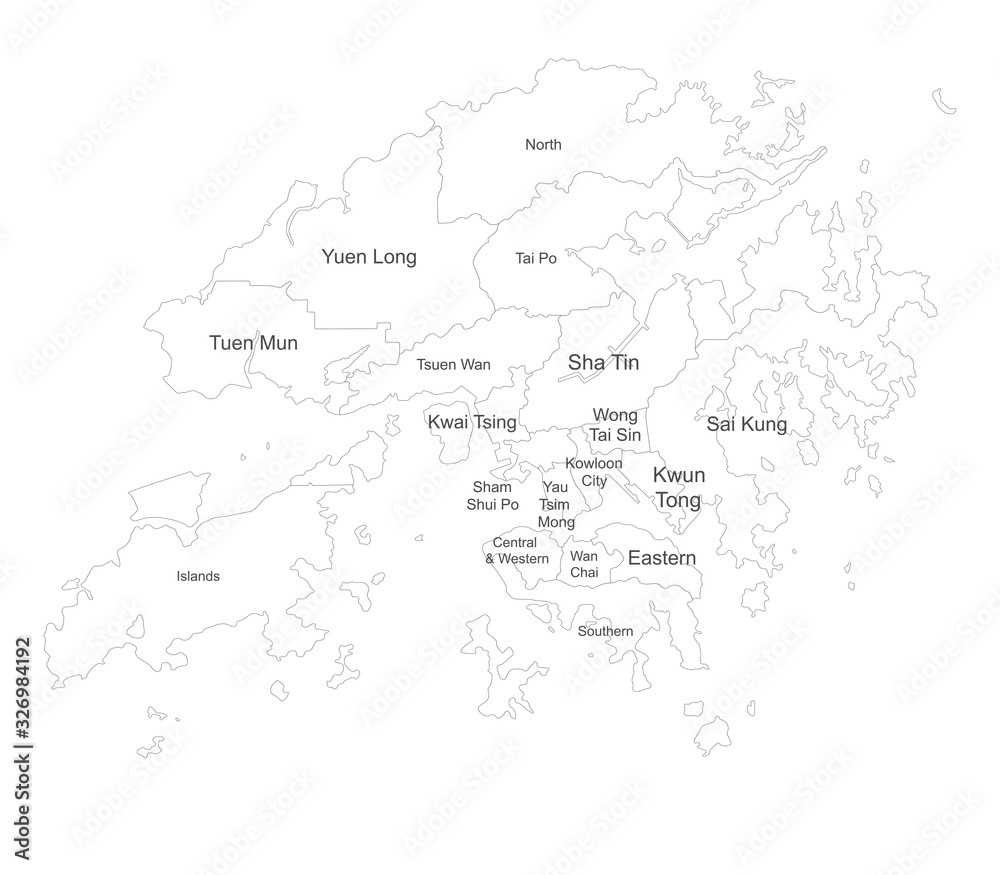 Hong kong map with name labels. Political map. Perfect for business ...