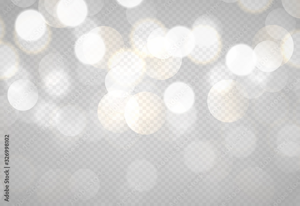 Light abstract glowing bokeh lights. Bokeh lights effect isolated on transparent background ...