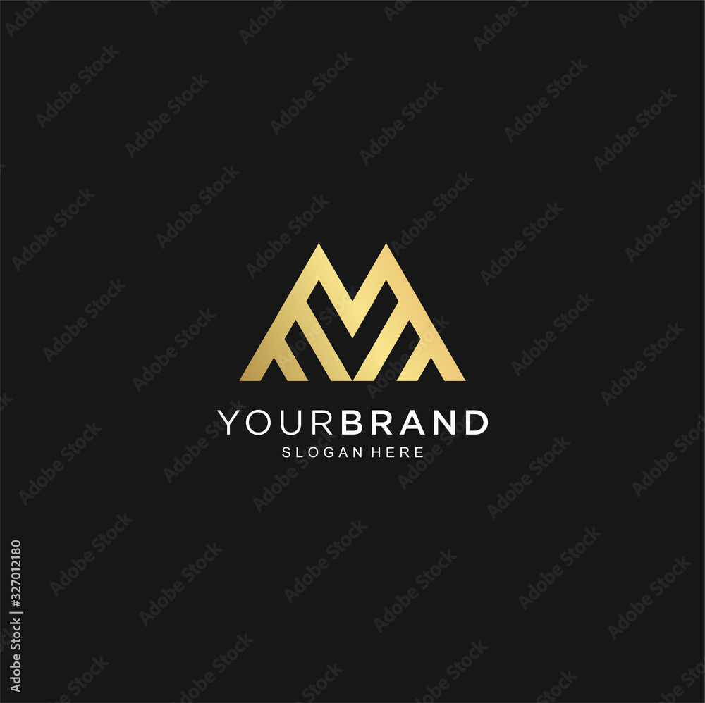 Monogram Letter M Logo Luxury With Thin Black Monogram Outline Contour ...