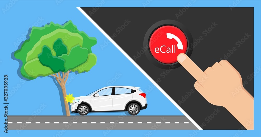 Image vectorielle Stock E Call eCall emergency call car crash drive ...